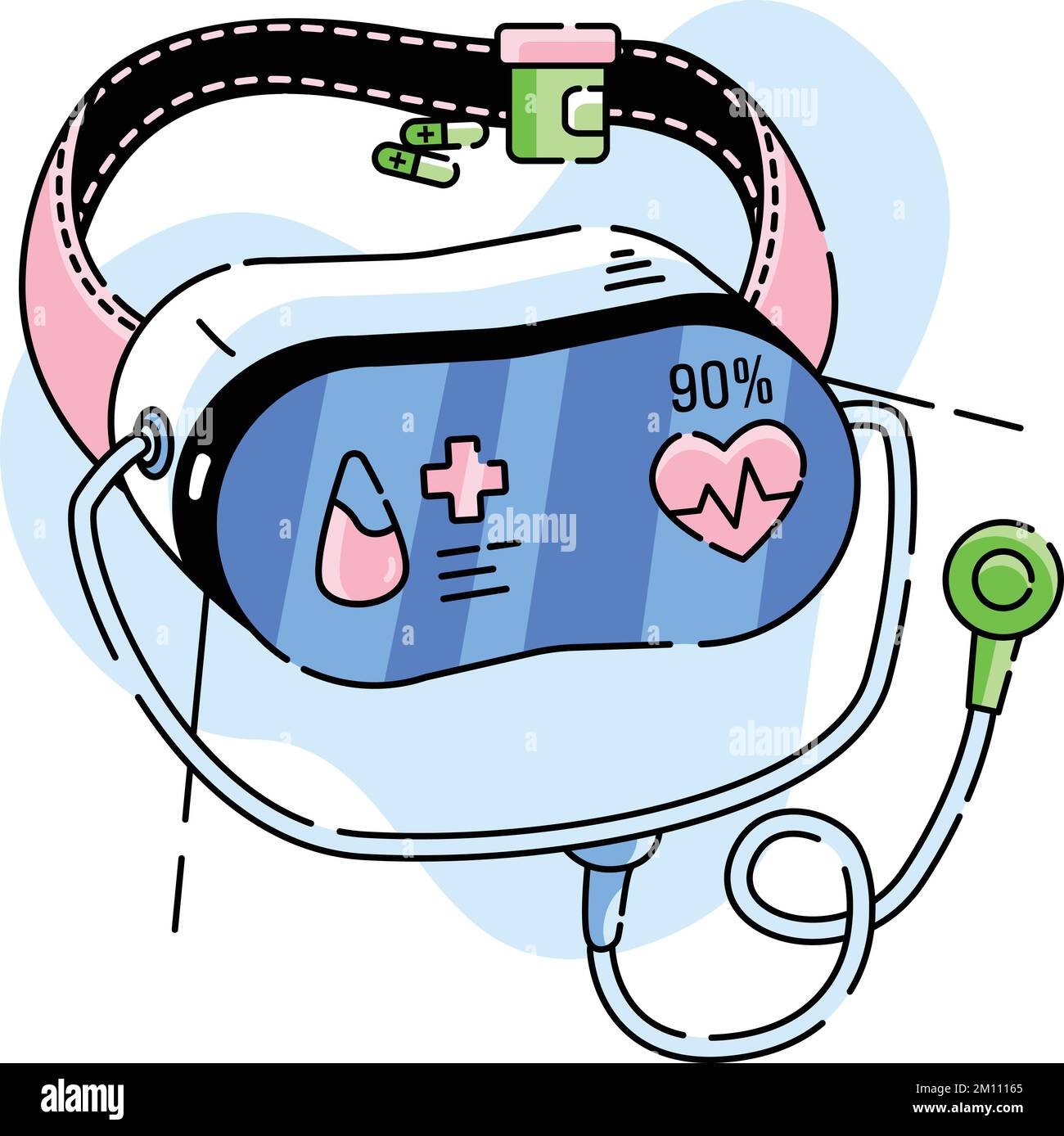 A vector illustration of healthcare through VR on the white background ...