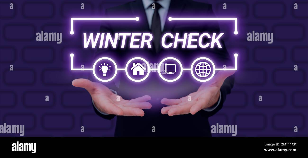 Text caption presenting Winter Check. Internet Concept Coldest Season ...