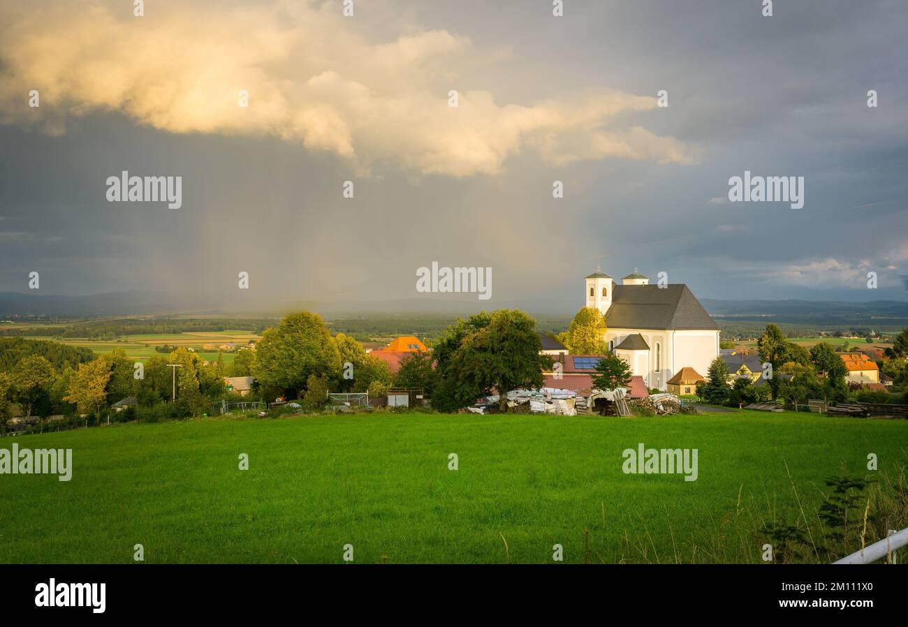 The Sanctuary Church under dramatic sky with glowing clouds Stock Photo ...