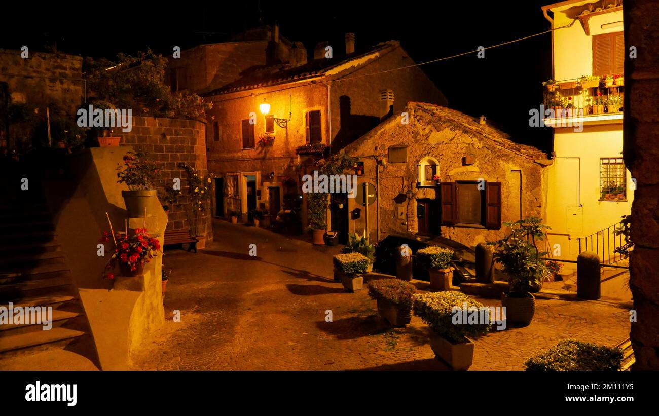 typical tuscany village by night Stock Photo - Alamy