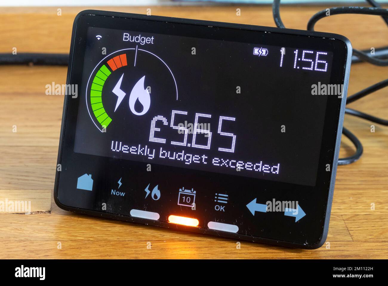 A domestic energy smart meter showing weekly budget exceeded due to the ...