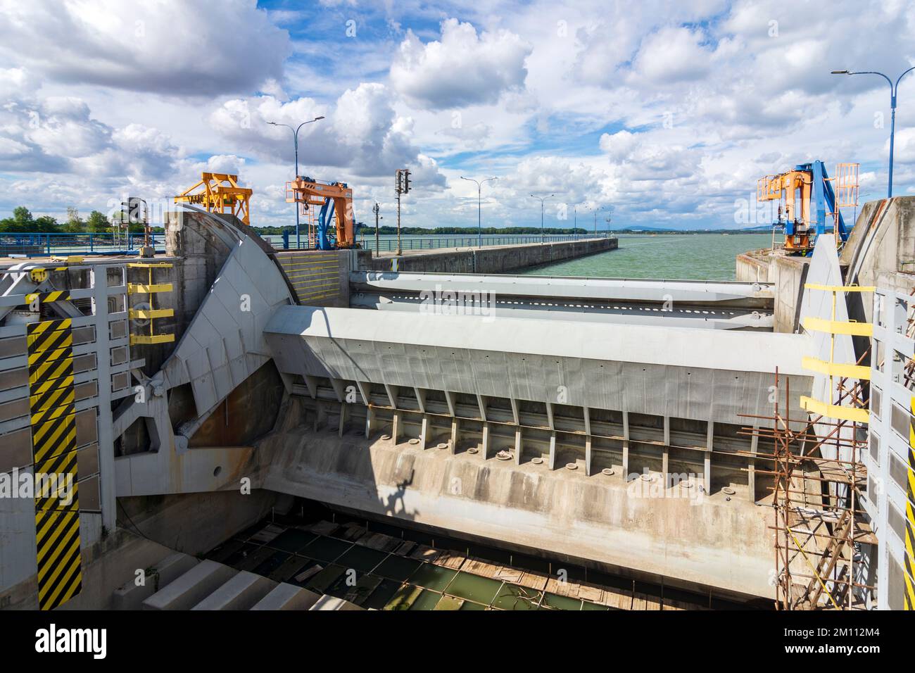 Bratislava (Pressburg): Weir Cunovo of the hydroelectric power station ...