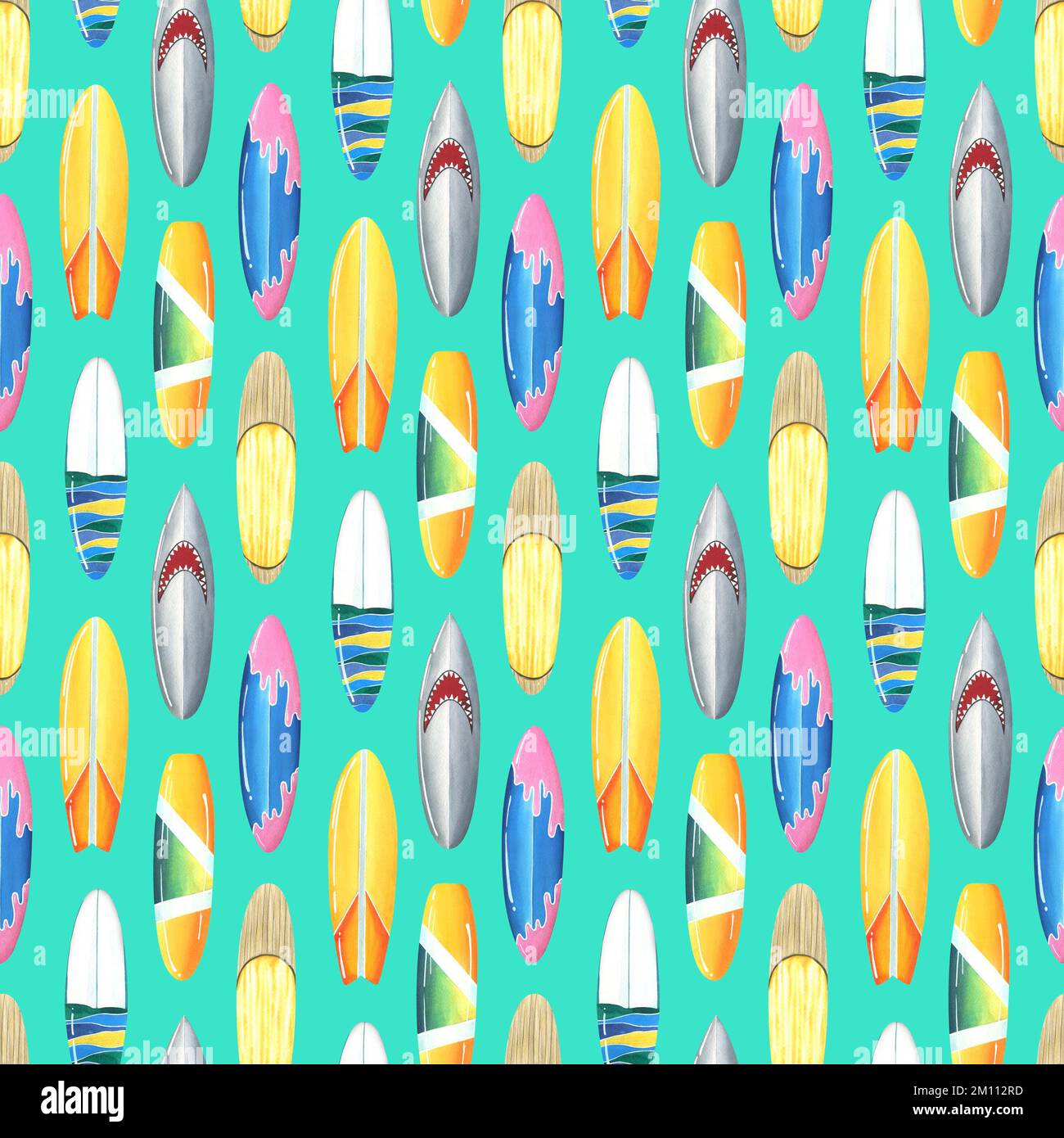 Different, bright surfboards, colorful. Watercolor illustration ...