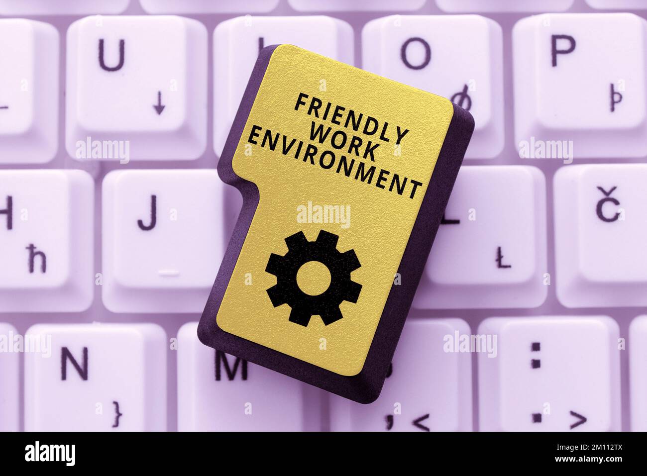 Conceptual caption Friendly Work Environment. Word for future city ...