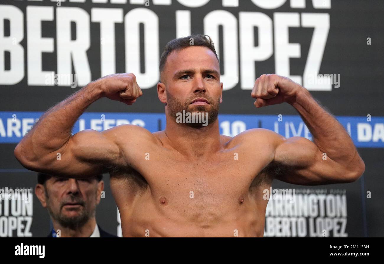 Felix Cash at the weigh-in ahead of their WBA Continental Super-Welterweight title fight against ...