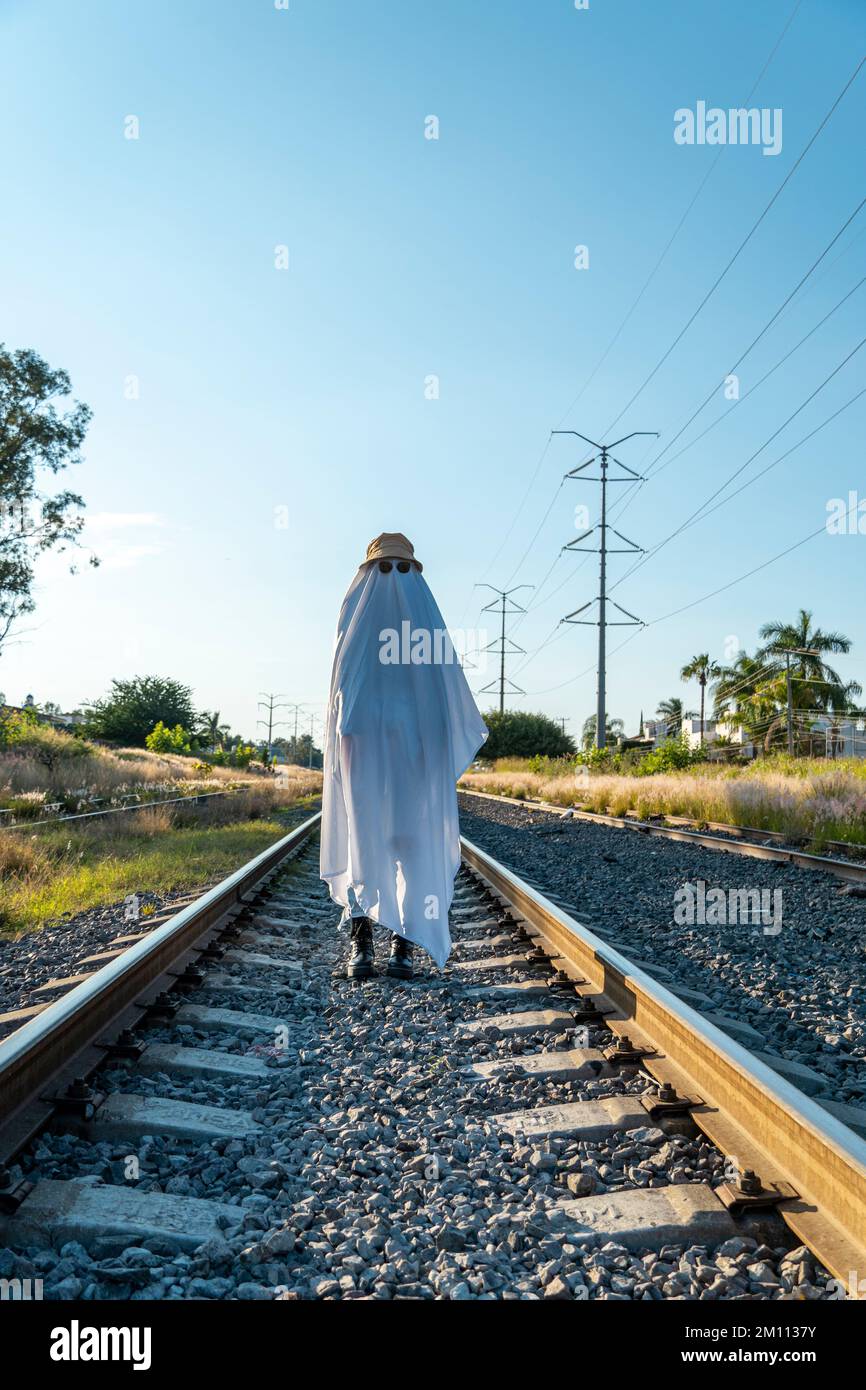 Scary Ghost On Railroad Tracks