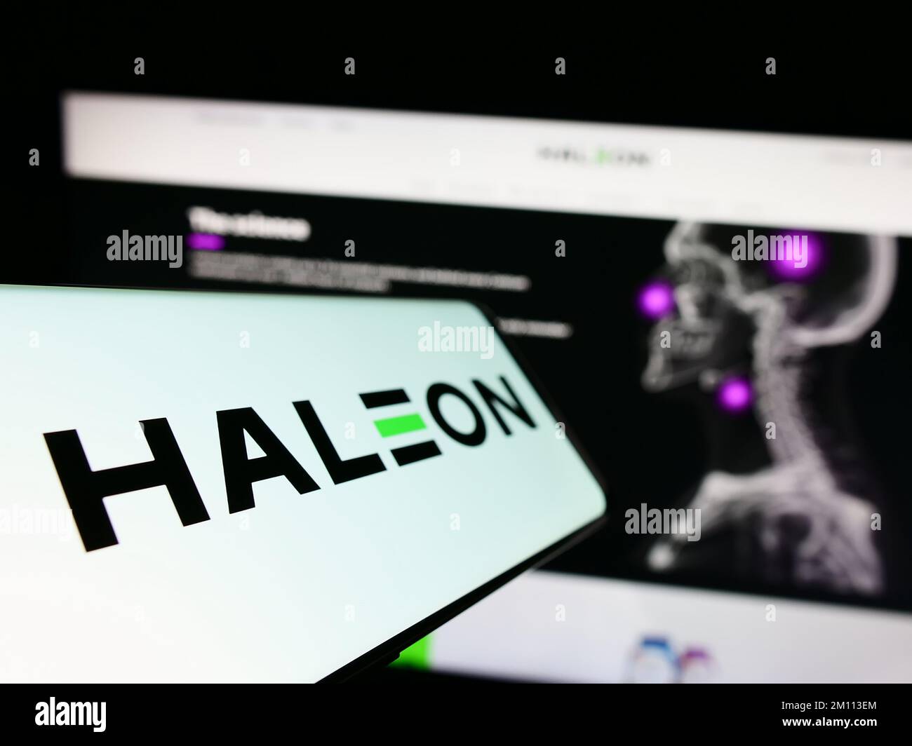 Smartphone with logo of British consumer healthcare company Haleon plc ...