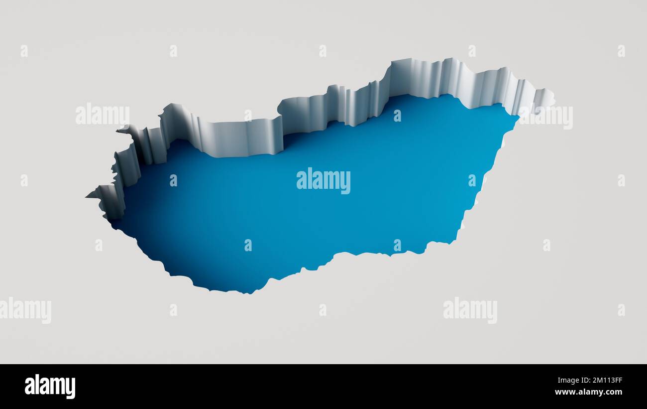 The Parliamentary Republic of Hungary's map in 3D inner extruded Sea ...