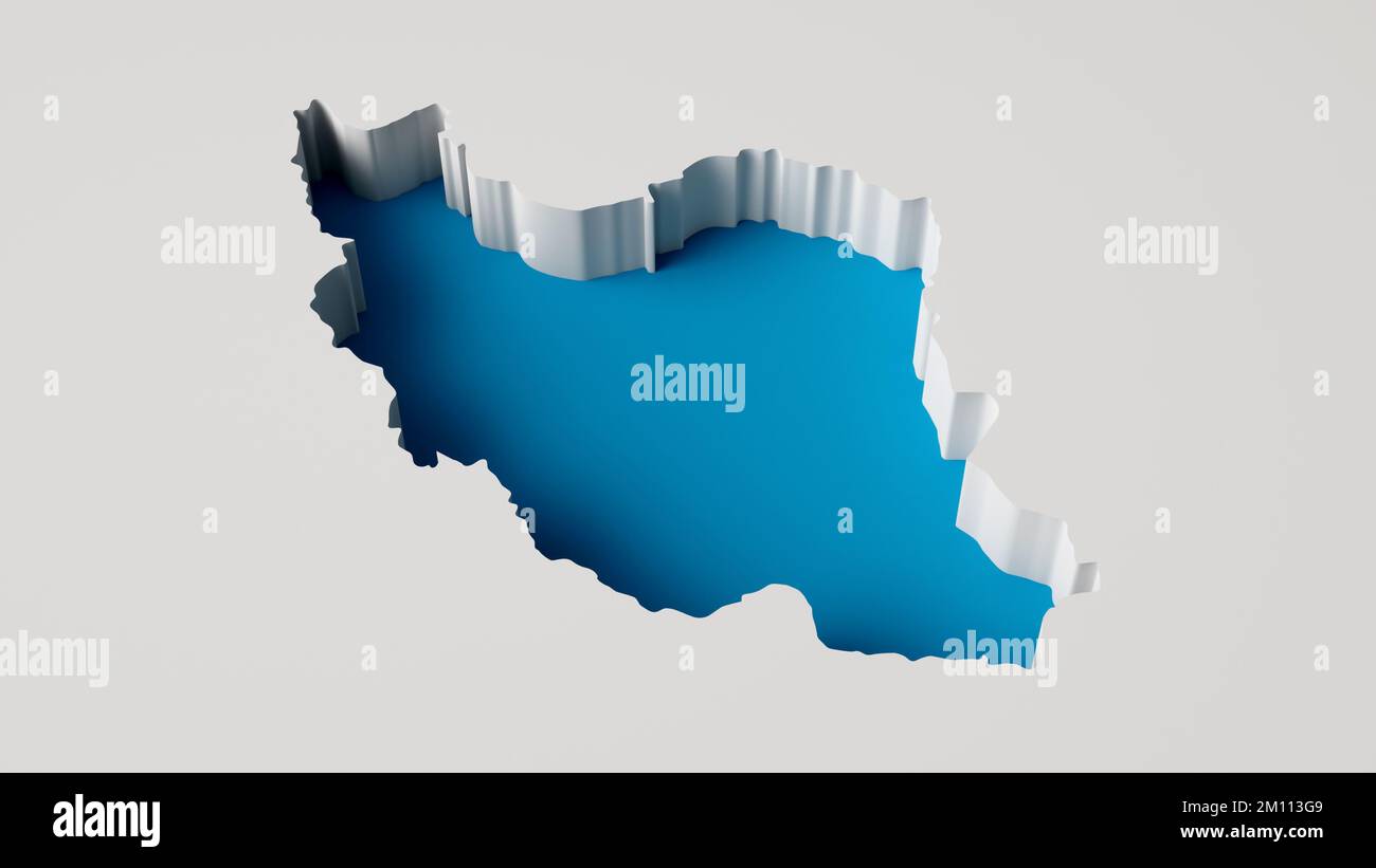 The Republic of Iran's Map in 3D inner extruded Sea Depth in blue with ...