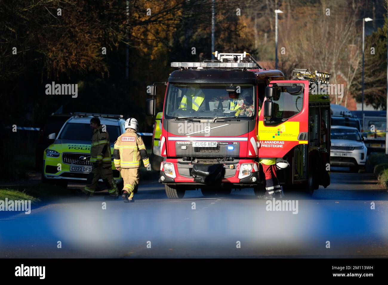 Presteigne, Powys, Wales – Friday 9th December 2022 – Police and Fire ...
