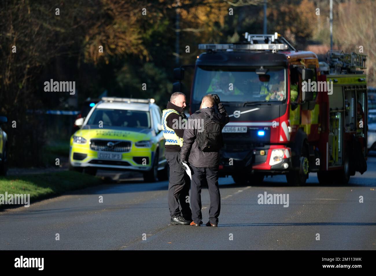 Presteigne, Powys, Wales – Friday 9th December 2022 – Police and Fire ...