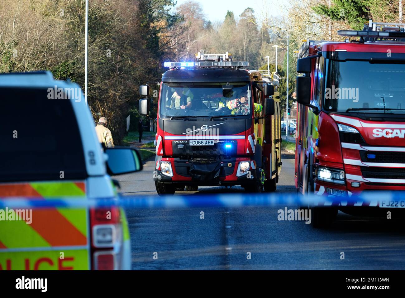 Presteigne, Powys, Wales – Friday 9th December 2022 – Police and Fire ...