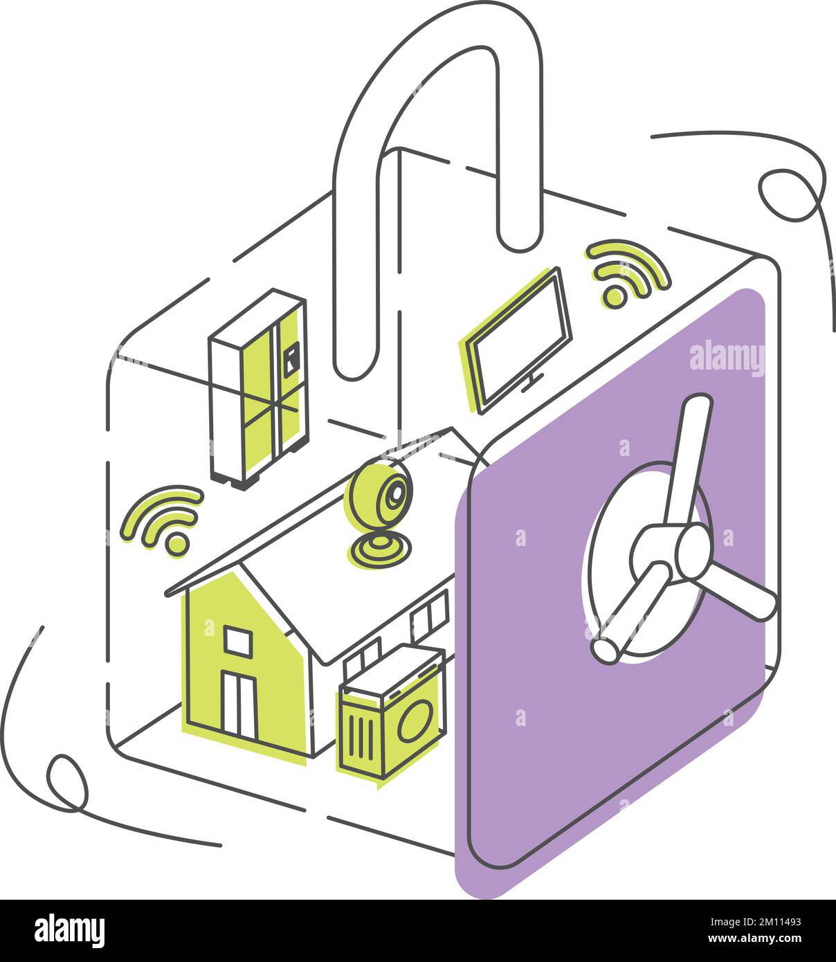 A vector illustration of data security on the white background Stock ...
