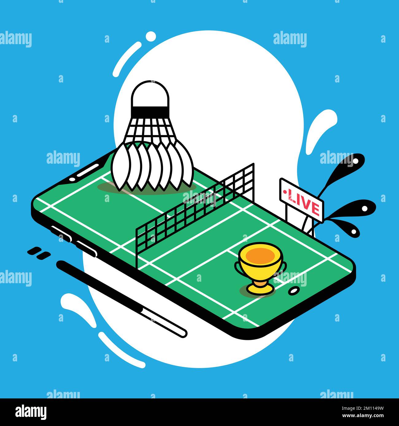 A vector illustration of a badminton live streaming on the green ...