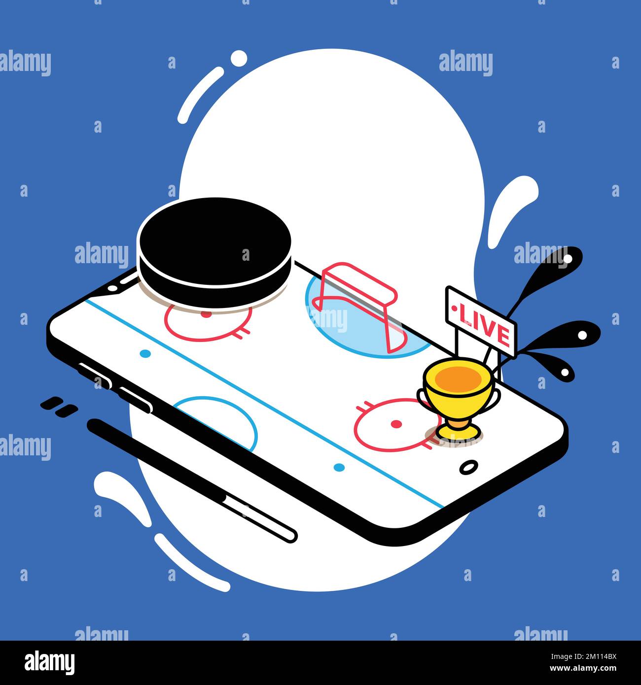 A vector illustration of ice hockey live streaming on the blue ...