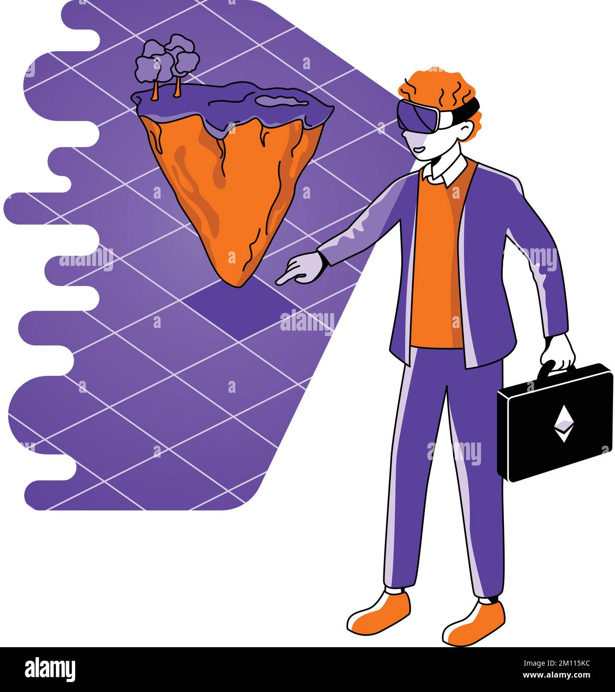 A vector illustration of a man buying land on the white background ...