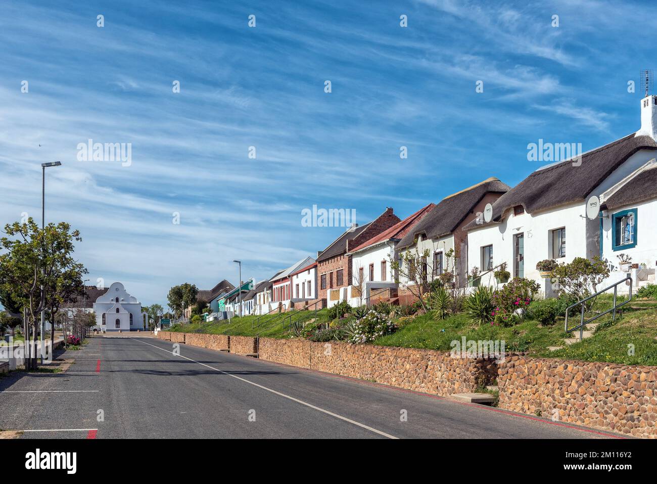 Elim, South Africa - Sep 21, 2022: A street scene, with historic houses ...