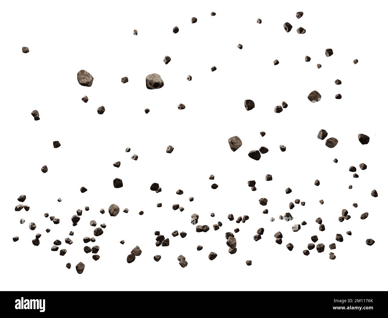 Falling rocks isolated on white background. 3d rendering illustration ...