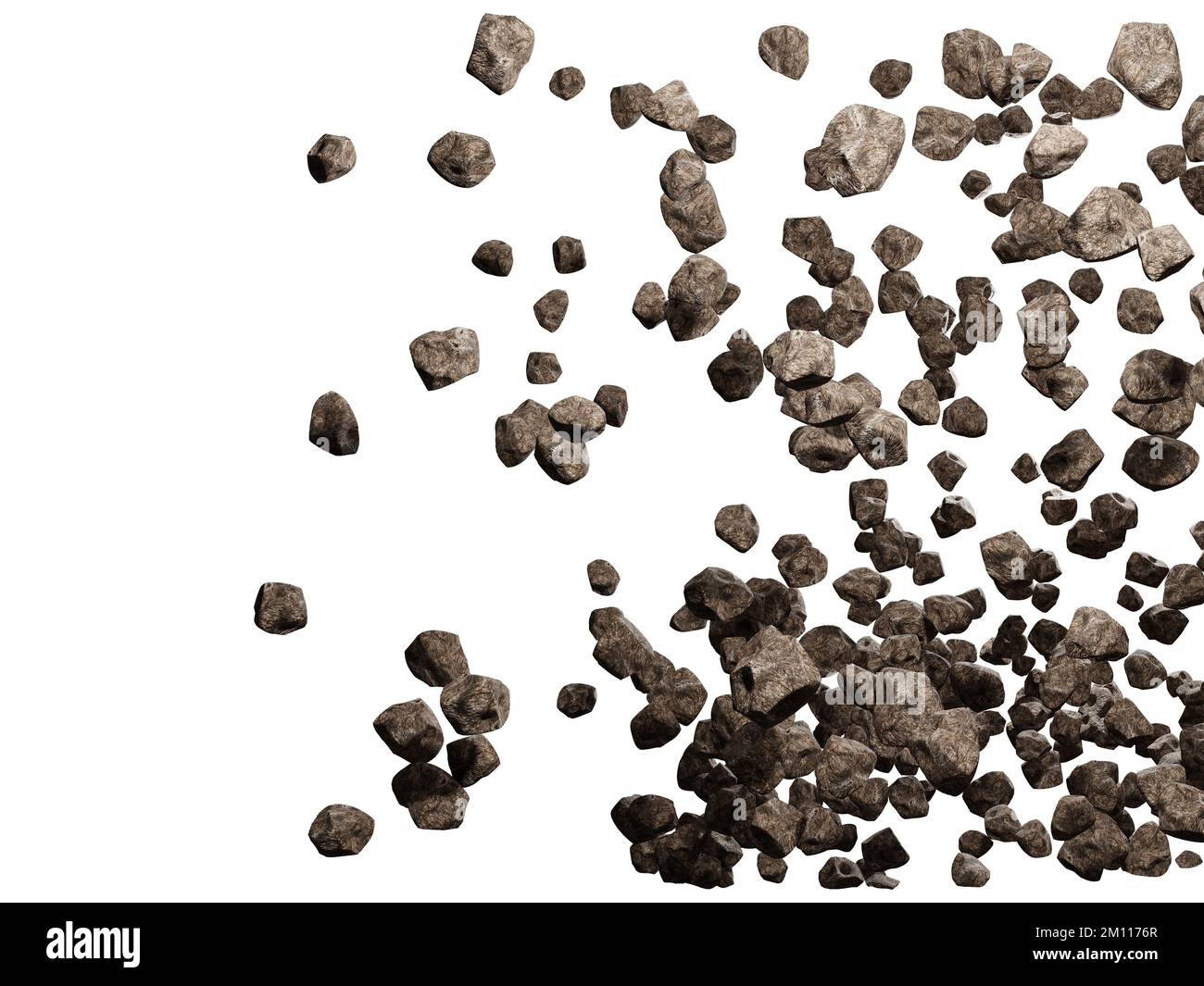 Falling rocks isolated on white background. 3d rendering illustration ...
