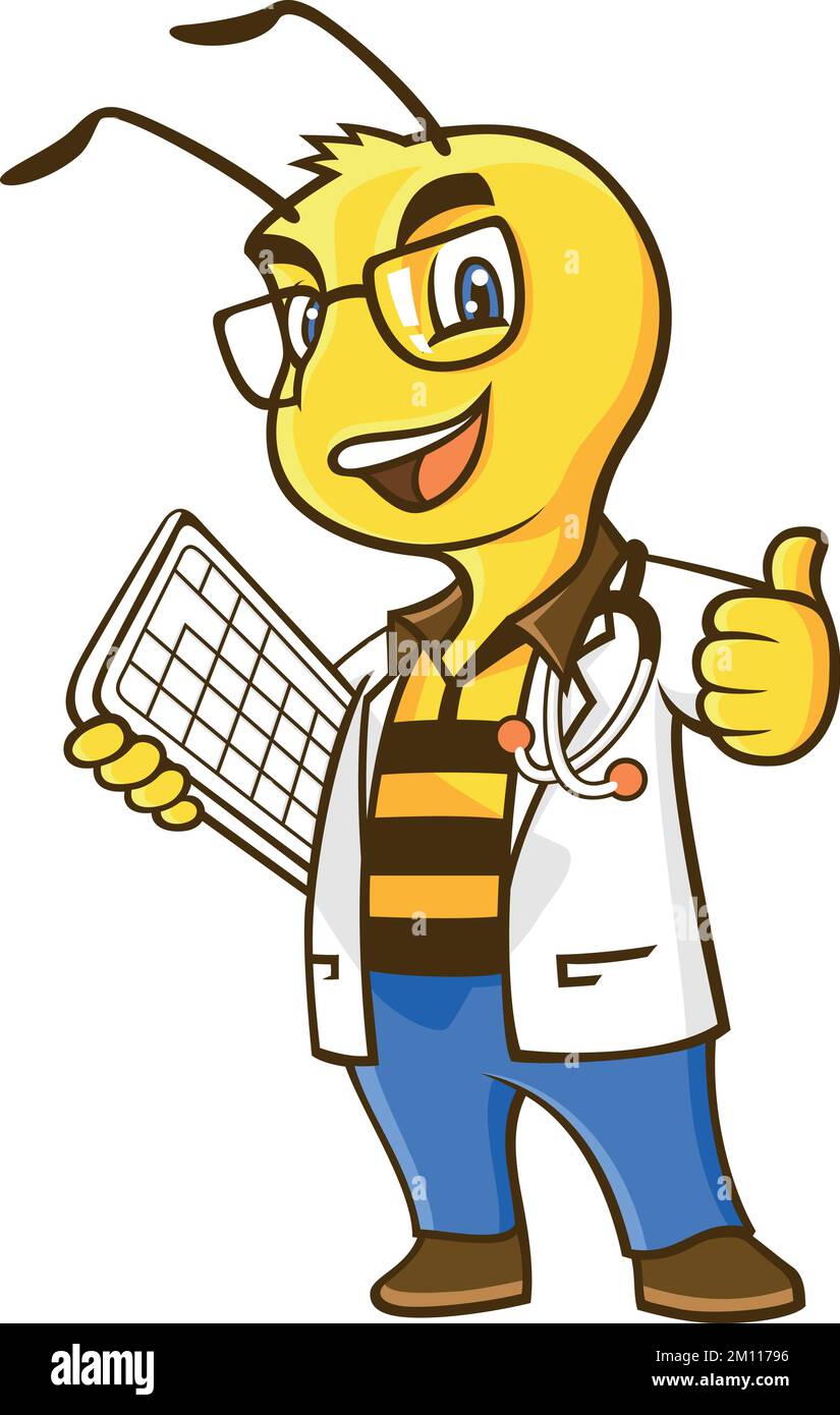 Doctor Bee Mascot Holding Keyboard and Thumbs Up Stock Vector Image & Art - Alamy