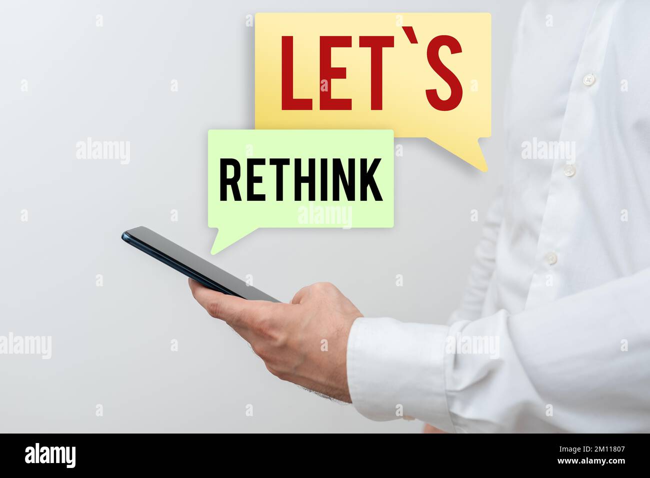 Hand writing sign Let's Rethink. Word Written on an Afterthought To ...