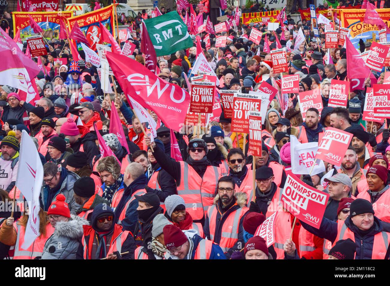 London, UK. 9th December 2022. Thousands of postal workers staged a ...