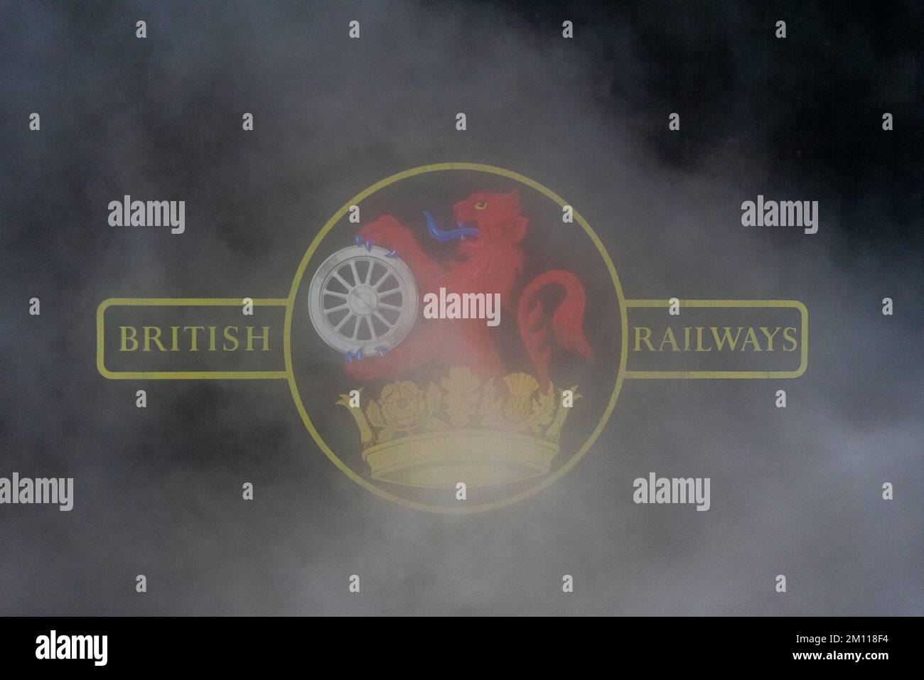 Vintage British Railways lion and wheel emblem on Stanier Class 5 steam ...
