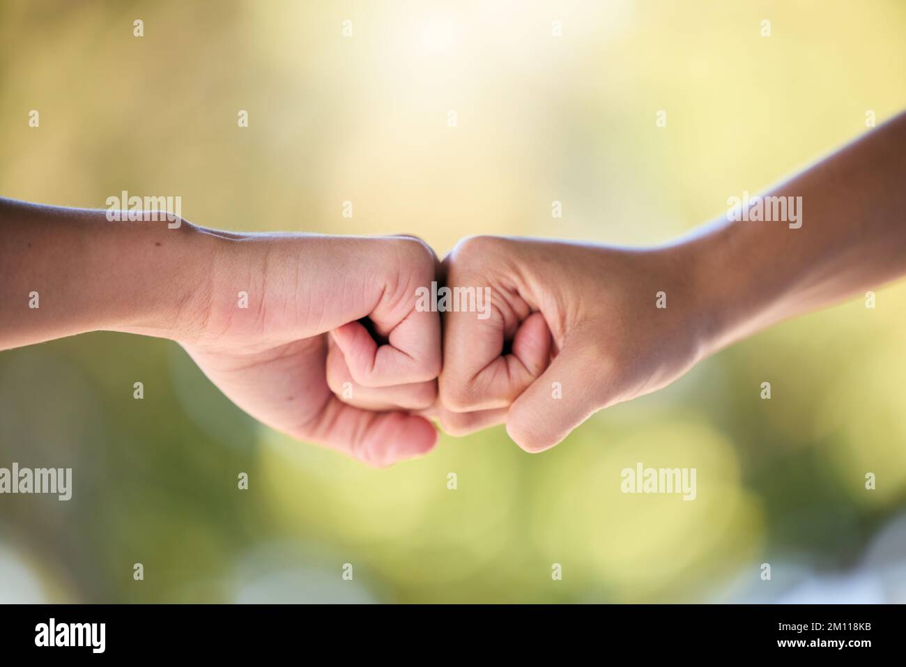 Fist bump, support and teamwork for collaboration, motivation or trust ...