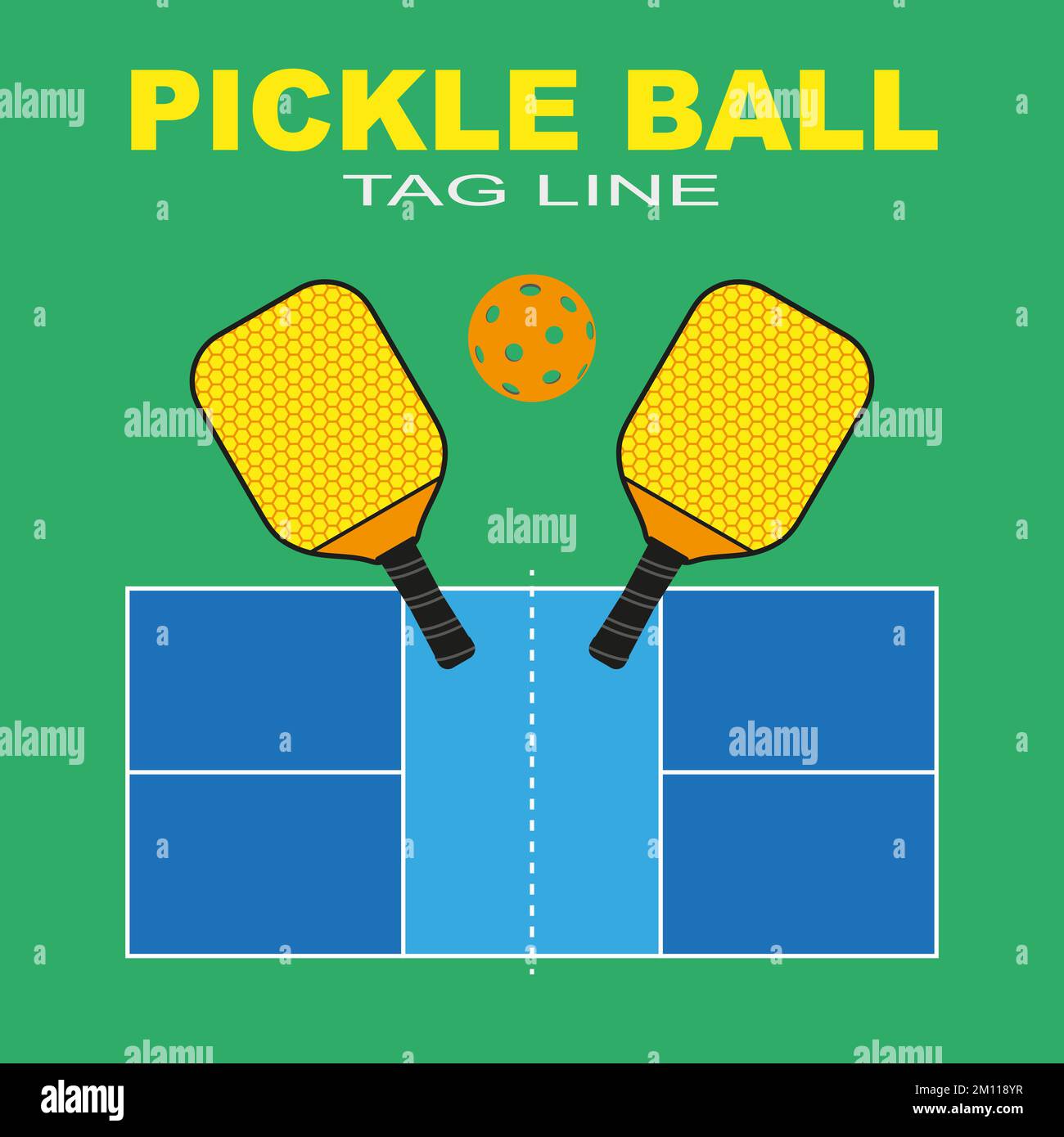 Pinckle ball vector illustration with paddle ball court. Illustration ...