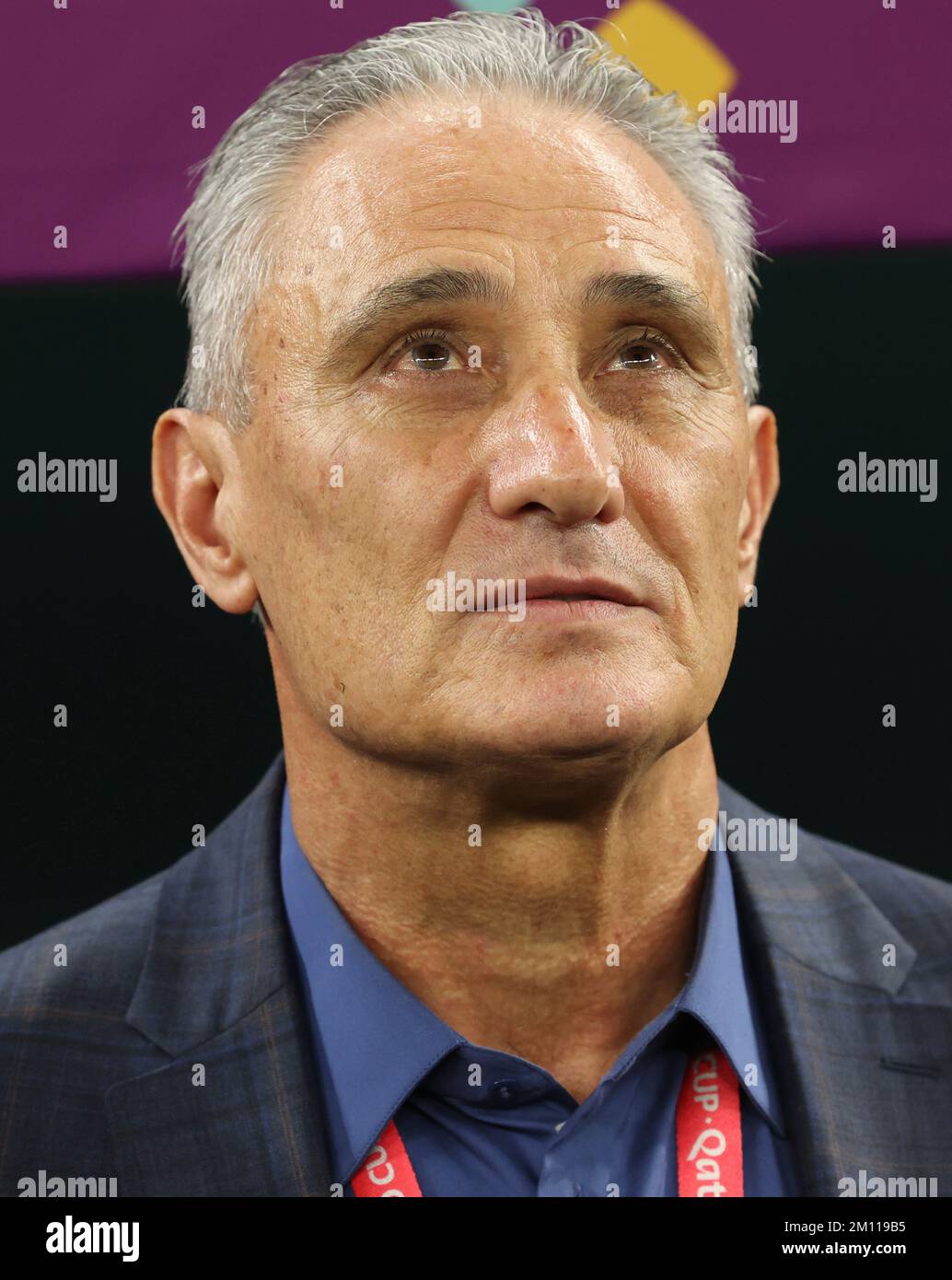 Al Rayyan, Qatar. 9th Dec, 2022. Tite, head coach of Brazil, looks on ...