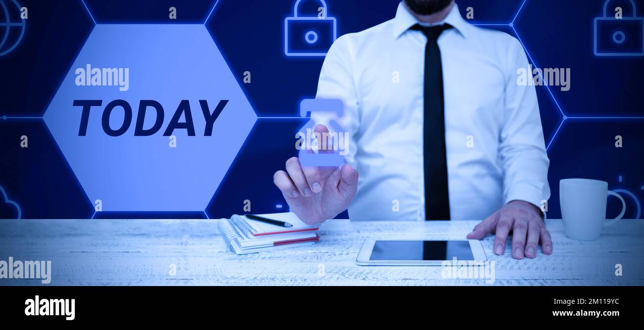 Text showing inspiration Today. Internet Concept this present day ...