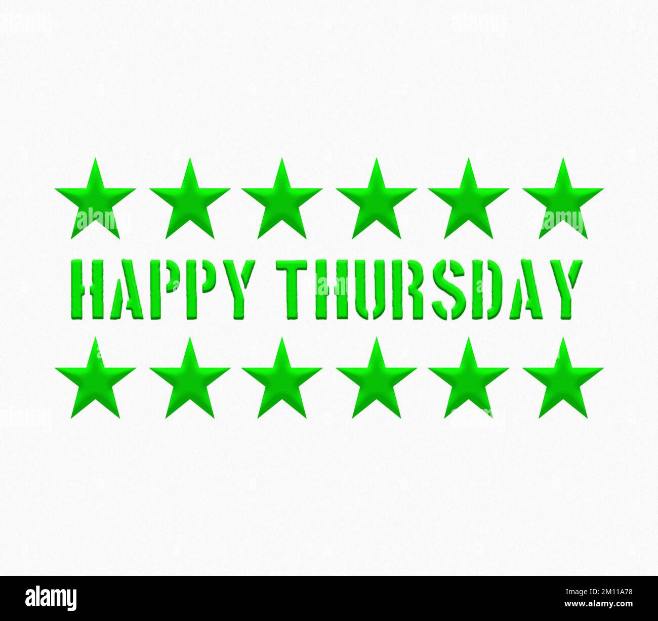 A 3D illustration green HAPPY THURSDAY text with stars isolated on ...