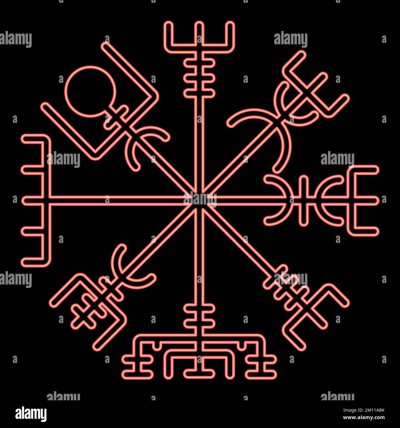 Neon vegvisir runic compass galdrastav Navigation compass symbol red ...