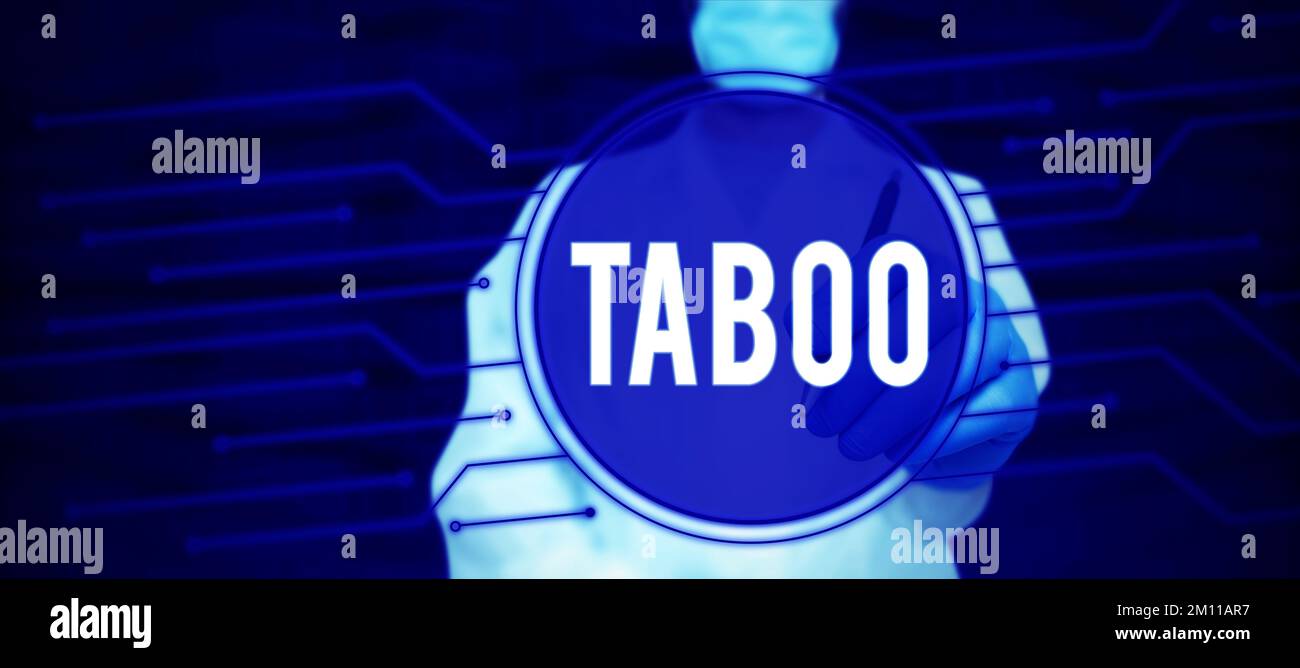 Sign displaying Taboo. Conceptual photo a social or religious custom ...