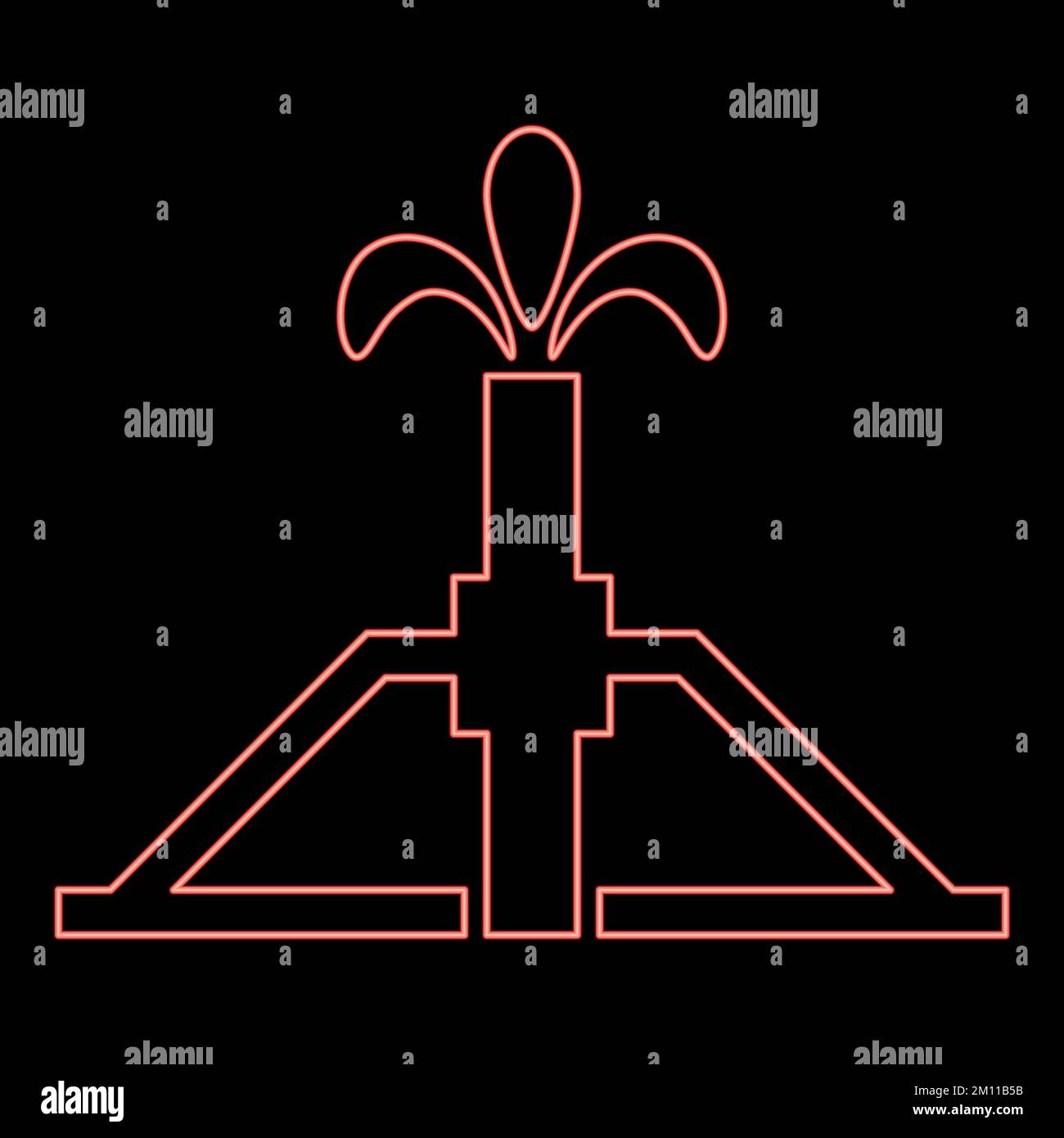 Neon oil well Derrick rig for oil in out red color vector illustration ...