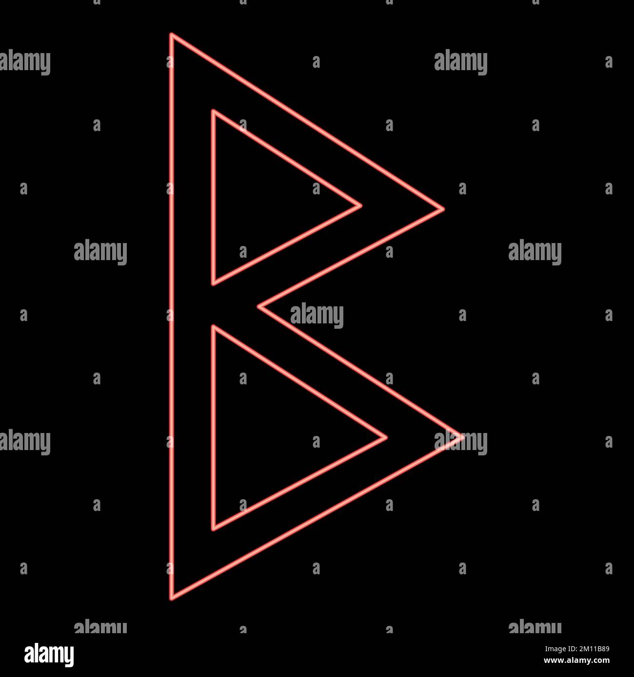 Neon berkana rune birch birth red color vector illustration image flat ...