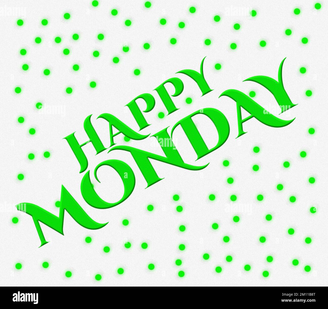 A 3d Rendering Green Happy Monday Text With Green Dots Isolated On