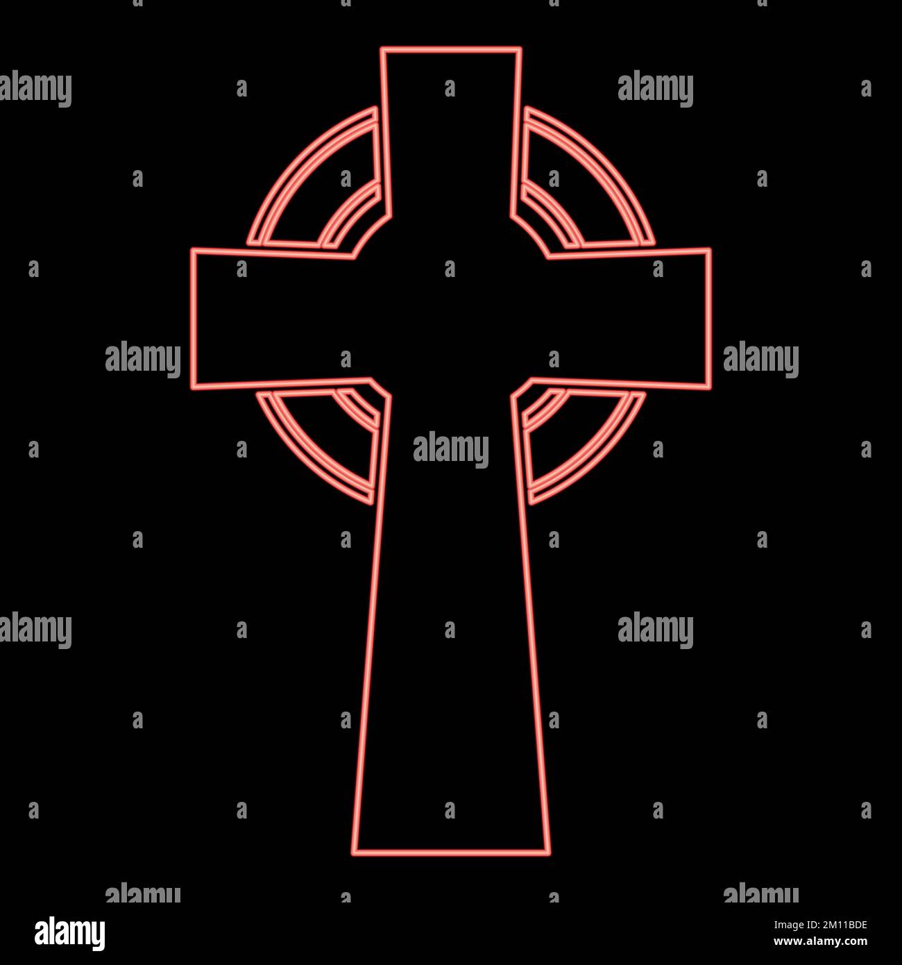 Neon celtic cross red color vector illustration image flat style light ...