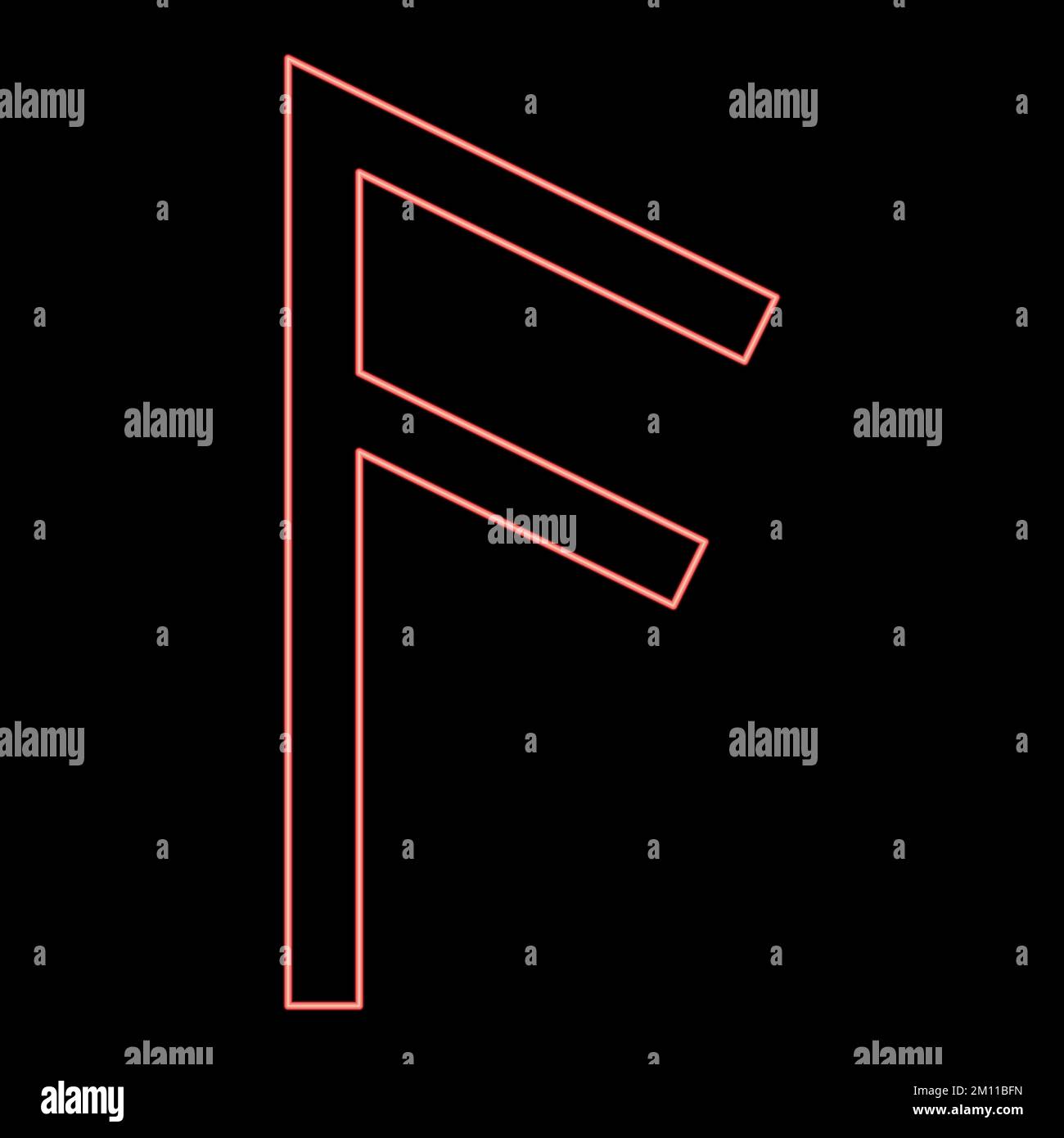 Neon ancuz rune Asir ash mouth red color vector illustration image flat ...