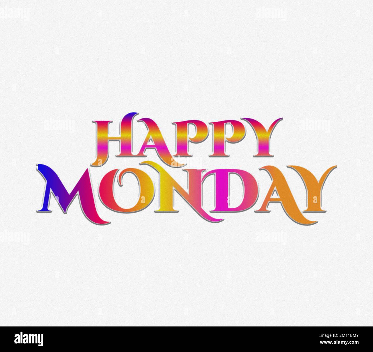 An 3D rendering lettering on white background day of the week, HAPPY ...