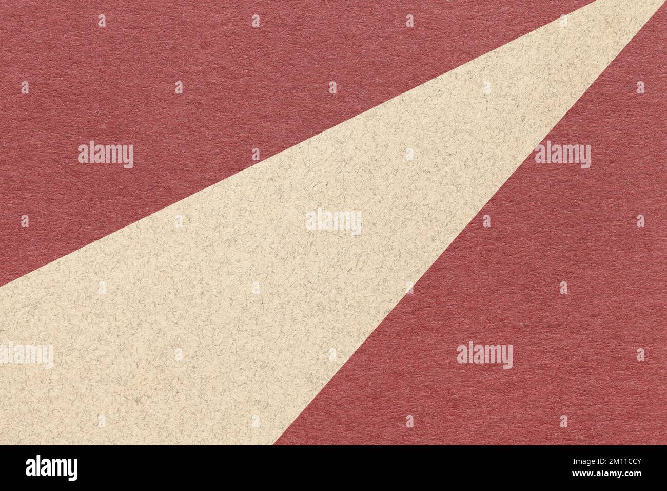 Texture of old craft maroon color paper background with beige line ...