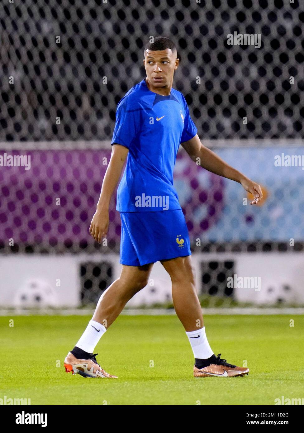 France's Kylian Mbappe during a training session at the Al Sadd Sports ...