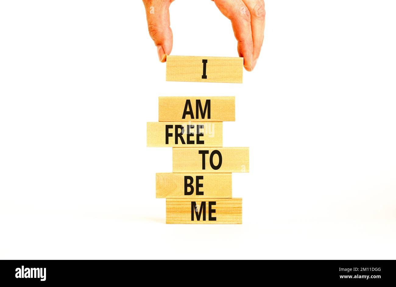 I am free to be me symbol. Concept words I am free to be me on wooden ...