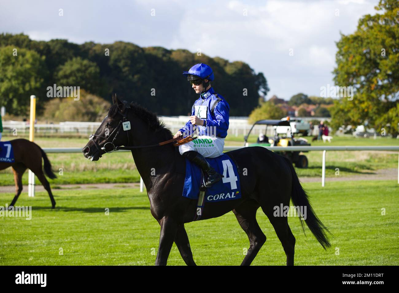 Jockey Jason Hart riding Felix Natalis at York Racecourse Stock Photo ...