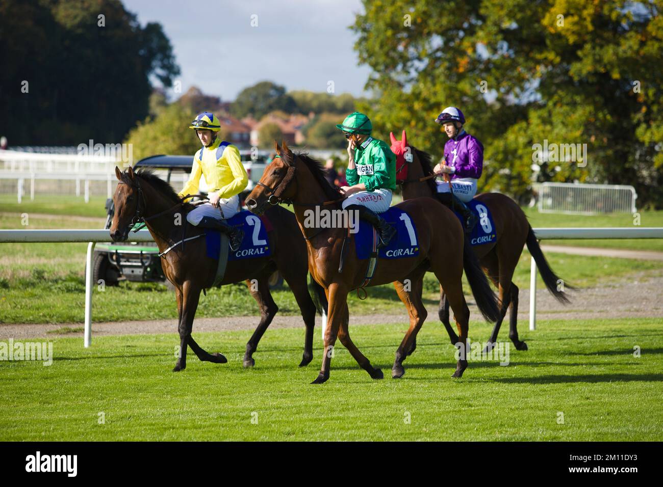 Left to right: Jockeys Ben Martin Coen on Bay of Plenty, Tom Marquand ...