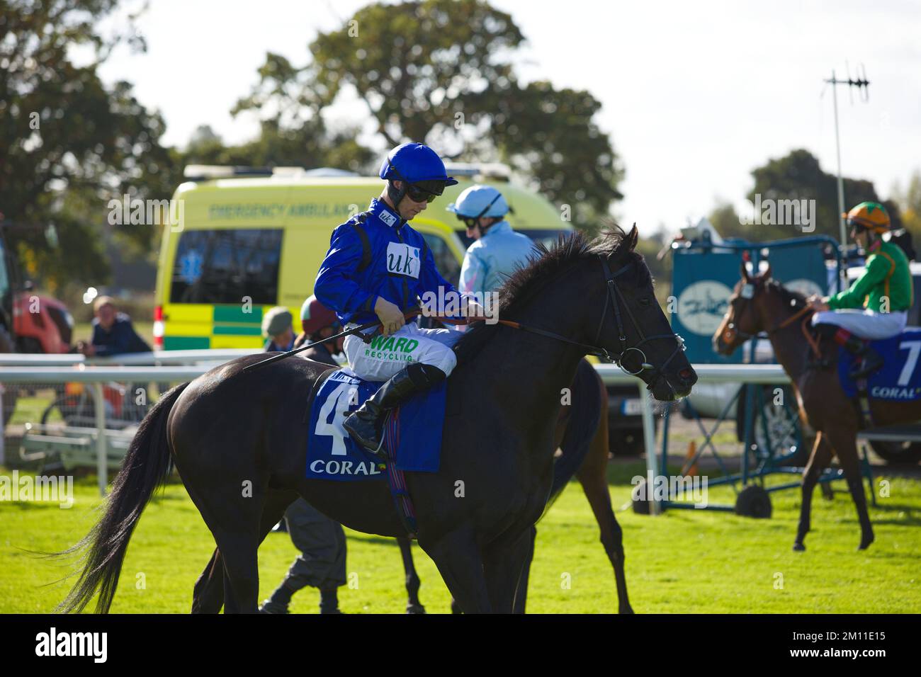 Jockey Jason Hart riding Felix Natalis at York Racecourse Stock Photo ...