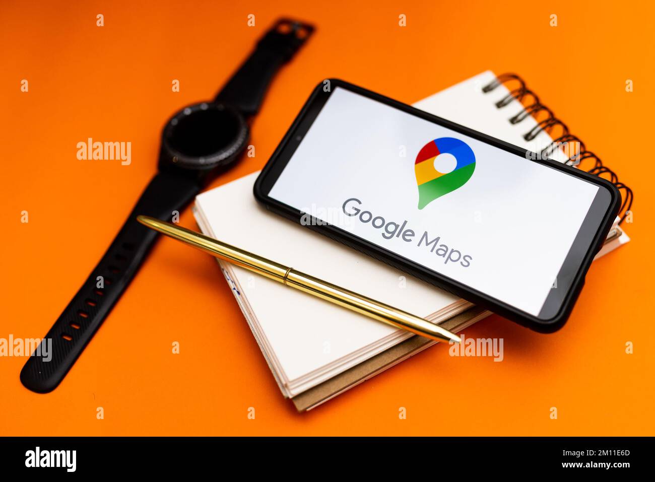 Poland. 7th Dec, 2022. In this photo illustration a Google Maps logo ...