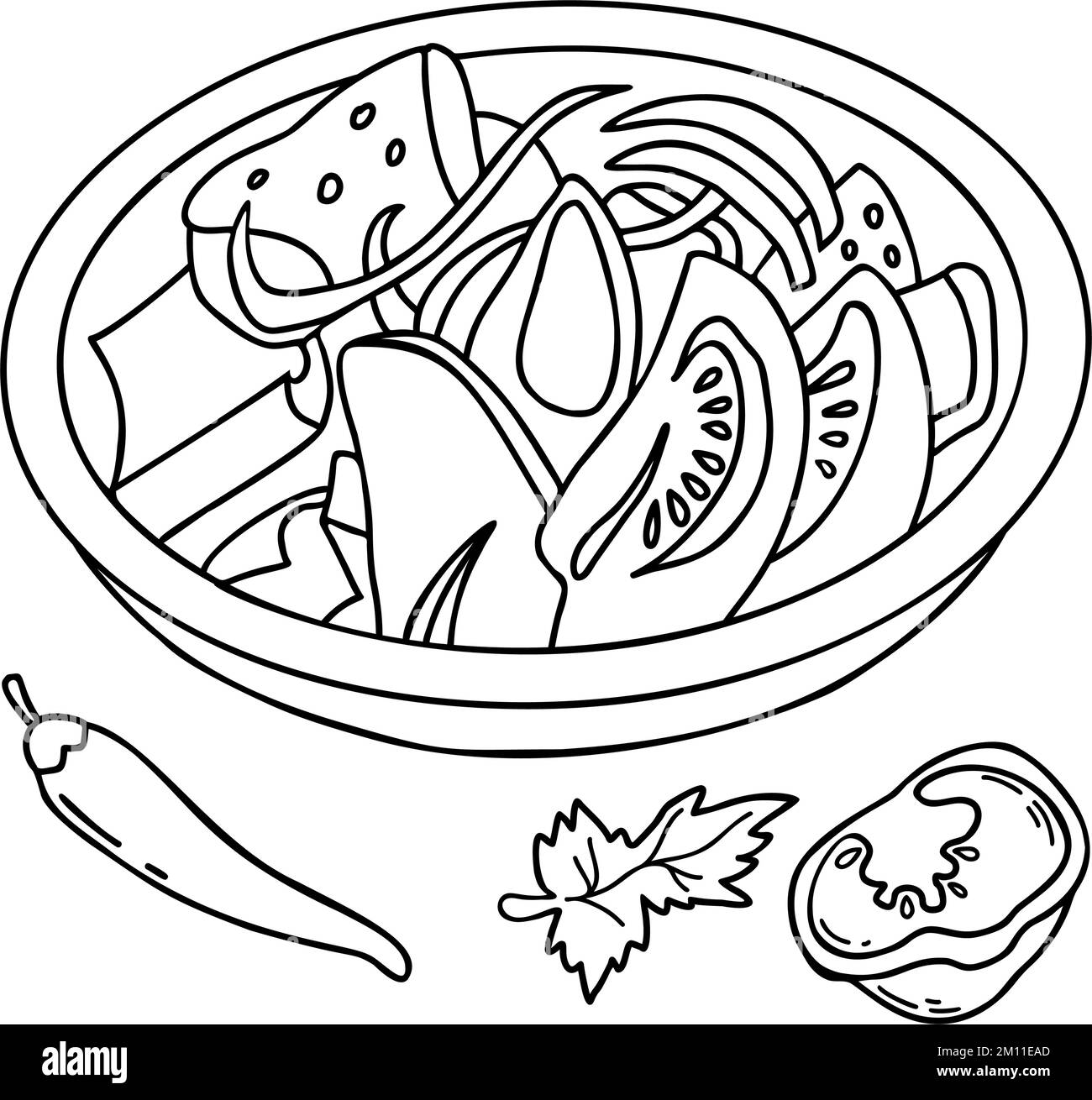 Pieces fresh vegetables herbs Black and White Stock Photos & Images - Alamy