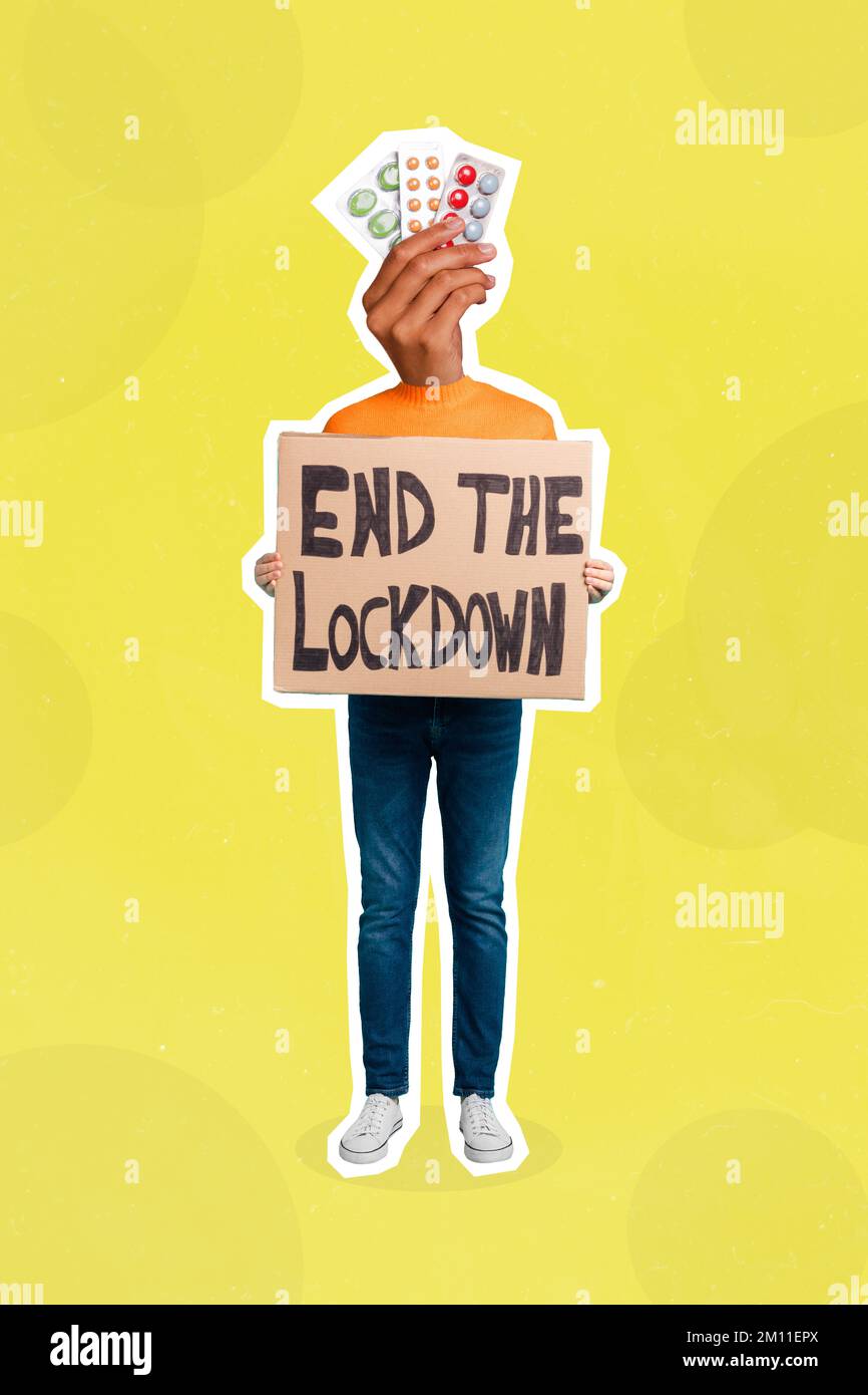 Creative photo 3d collage artwork postcard poster of young person hold ...