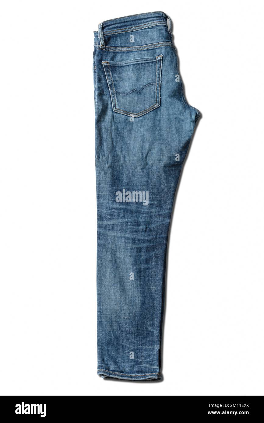 Back view Blue jeans on a white background Stock Photo - Alamy